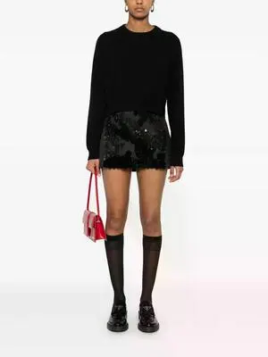 Plan C Sequined Mélange-effect Mini Skirt