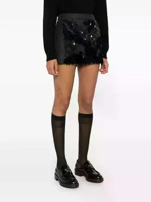 Plan C Sequined Mélange-effect Mini Skirt