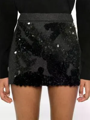 Plan C Sequined Mélange-effect Mini Skirt