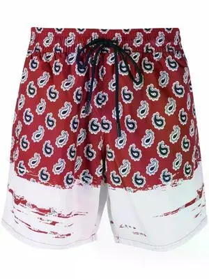 Etro Paisley Print Swim Shorts - Red