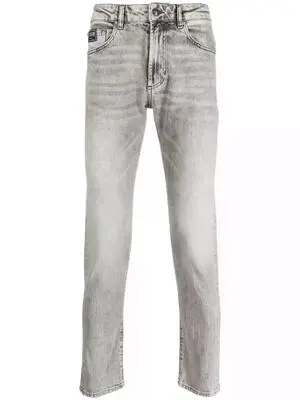 Versace Whiskering-effect Straight-leg Jeans - Grey