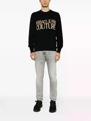 Versace Whiskering-effect Straight-leg Jeans - Grey