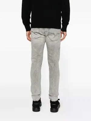 Versace Whiskering-effect Straight-leg Jeans - Grey