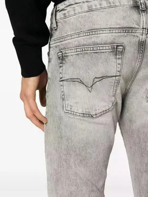 Versace Whiskering-effect Straight-leg Jeans - Grey