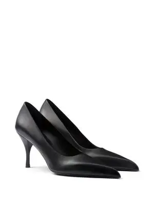 Prada 85mm Leather Pointed Toe Pumps - Black