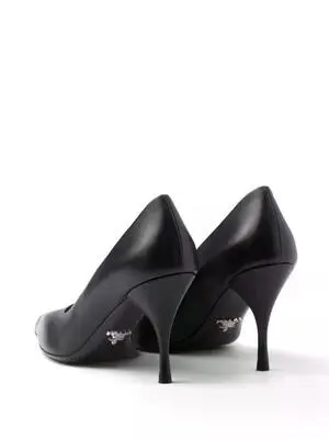 Prada 85mm Leather Pointed Toe Pumps - Black