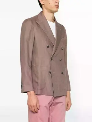Tagliatore Double-breasted Linen Blazer - Pink