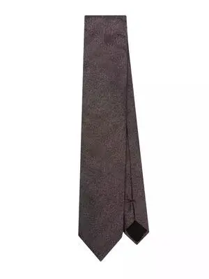 LANVIN Herringbone-pattern Silk Tie - Red