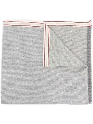 Brunello Cucinelli Cashmere Striped Scarf - Grey