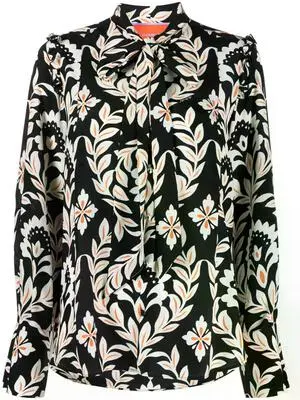 La DoubleJ Ascot Floral-print Silk Shirt