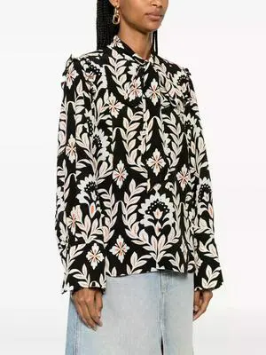 La DoubleJ Ascot Floral-print Silk Shirt