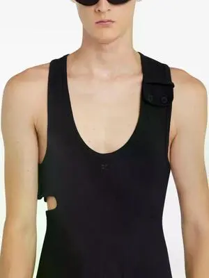 COURREGES Ribbed Tank Top With Cut-out Detailing - Black