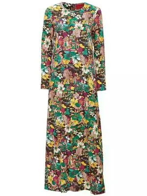 La DoubleJ Swing Floral-print Dress - Brown