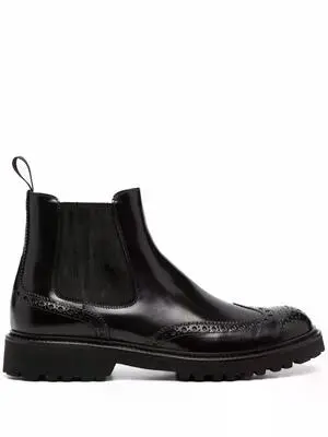 SCAROSSO Leather Brogue Slip-on Boots