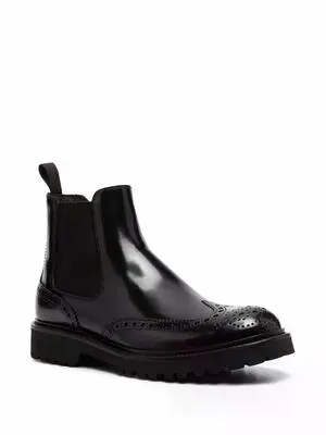 SCAROSSO Leather Brogue Slip-on Boots