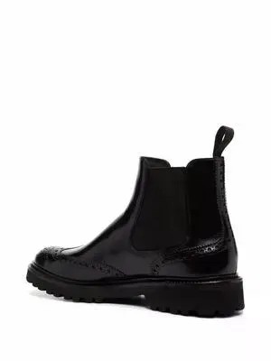 SCAROSSO Leather Brogue Slip-on Boots