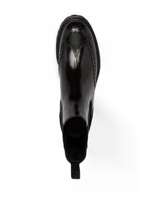 SCAROSSO Leather Brogue Slip-on Boots