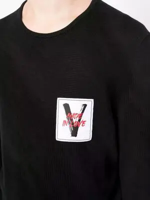 PORTS V Logo-patch Crew-neck Jumper - Black