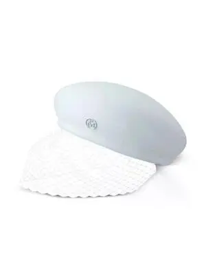 MAISON MICHEL Bonnie Veil-detail Beret - Blue