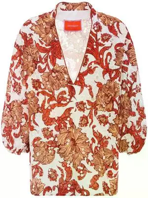 La DoubleJ Balloon-sleeved Cotton Tunic - Red