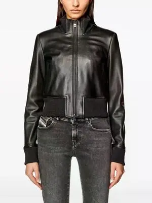 DIESEL® Logo-embossed Leather Bomber Jacket