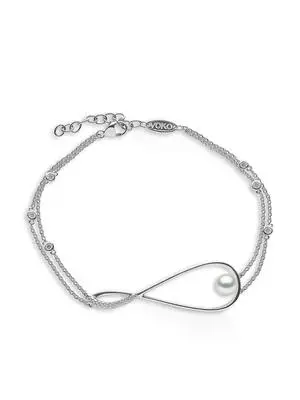 Yoko London 18kt White Gold Akoya Pearl And Diamond Bracelet - Silver