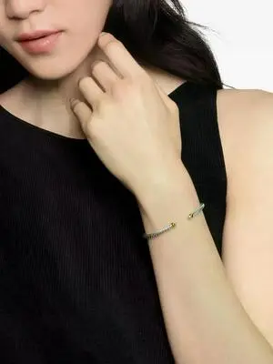 David Yurman 14kt Yellow Gold And Sterling Cable Flex Bracelet