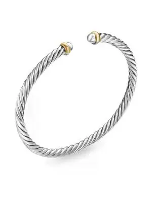 David Yurman 14kt Yellow Gold And Sterling Cable Flex Bracelet