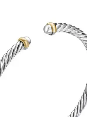 David Yurman 14kt Yellow Gold And Sterling Cable Flex Bracelet