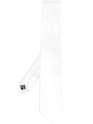 Giorgio Armani Plain Silk Tie - White