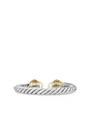 David Yurman 18kt Yellow Gold And Sterling Renaissance Pearl And Diamond Ring