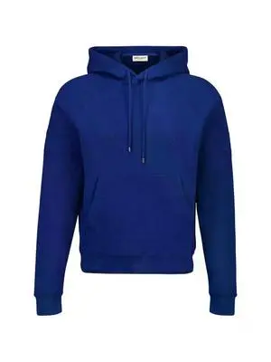 Saint Laurent Logo-embroidered Cotton Hoodie - Blue