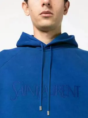 Saint Laurent Logo-embroidered Cotton Hoodie