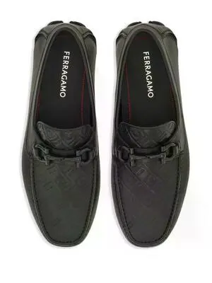 FERRAGAMO Gancini-plaque Leather Loafers
