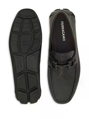 FERRAGAMO Gancini-plaque Leather Loafers