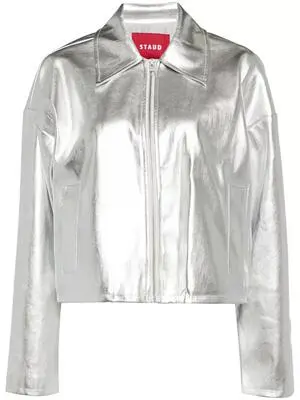 Staud Lennox Metallic-effect Jacket - Silver