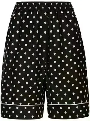 Dolce & Gabbana Polka-dot Silk Twill Shorts - Black