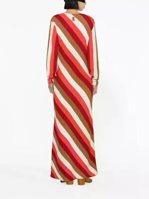 La DoubleJ Swing Striped Knit Maxi Dress - Red