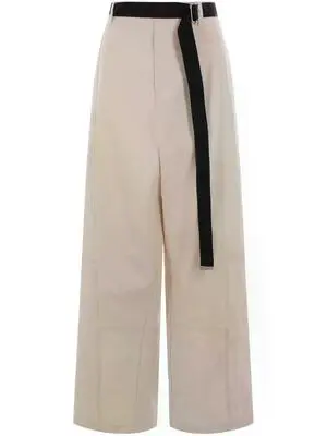 Plan C Belted Canvas Trousers - Neutrals