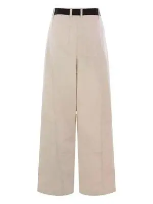 Plan C Belted Canvas Trousers - Neutrals