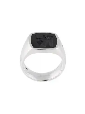 Tom Wood Cushion Eros Onyx Ring - Silver