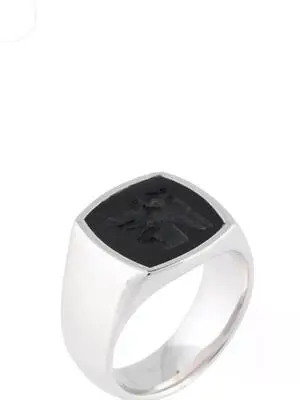 Tom Wood Cushion Eros Onyx Ring - Silver