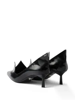 Prada 55mm Brushed Leather Pumps - Black