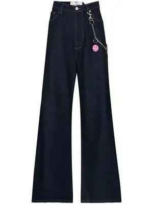 Natasha Zinko High-rise Wide-leg Jeans With Chain Detail