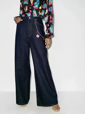 Natasha Zinko High-rise Wide-leg Jeans With Chain Detail