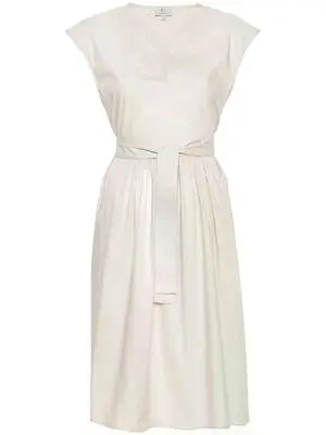 Woolrich Ruched Poplin Cotton Dress - Neutrals