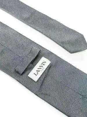 LANVIN Herringbone-pattern Silk Tie - Grey