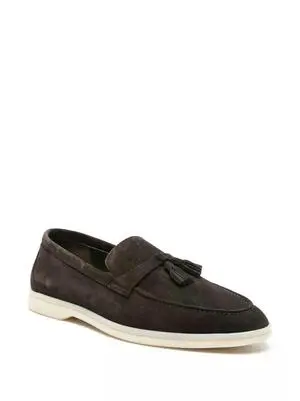 SCAROSSO Tassel-detail Suede Loafers - Brown