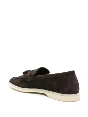 SCAROSSO Tassel-detail Suede Loafers - Brown