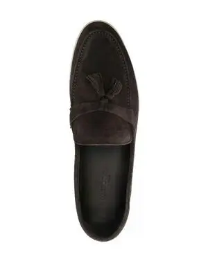SCAROSSO Tassel-detail Suede Loafers - Brown